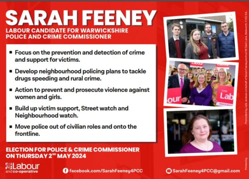 Sarah Feeney for Warwickshire PCC - Warwick and Leamington Labour Party